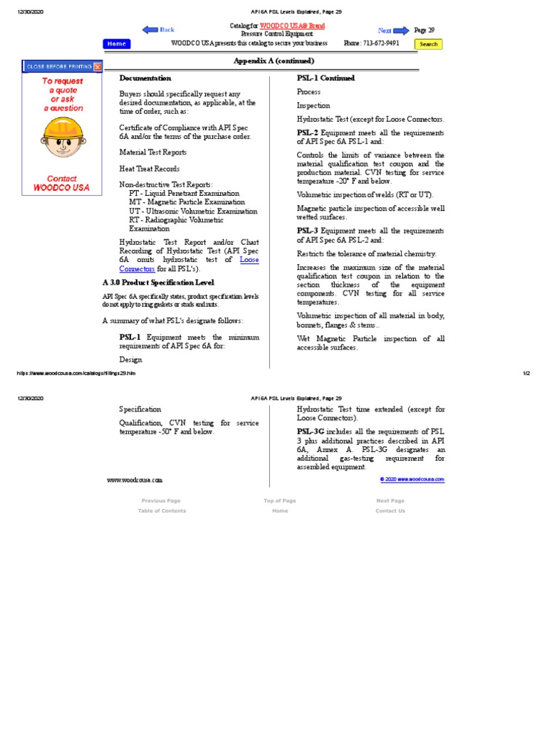 API 6A PSL Levels 1 | PDF | Nondestructive Testing | Mechanical Engineering