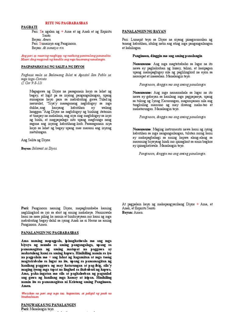 Ritu NG Pagbabasbas | PDF