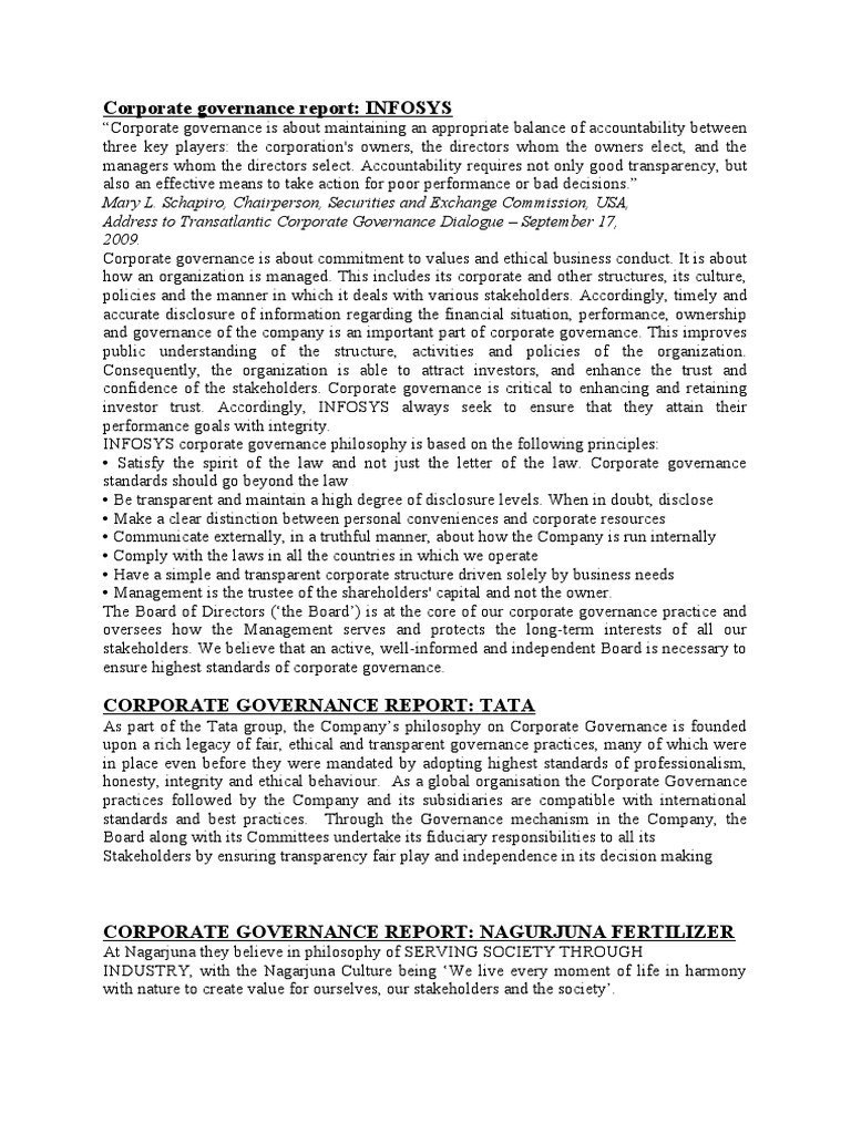 Corporate Governance Report | PDF | Corporate Governance | Governance