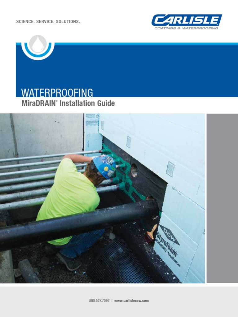 Waterproofing: Miradrain Installation Guide | PDF | Drainage | Concrete