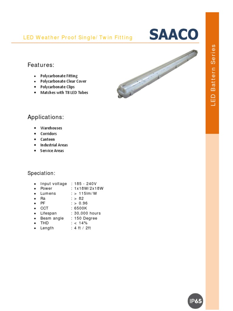 Features:: LED Weather Proof Single/Twin Fitting | PDF