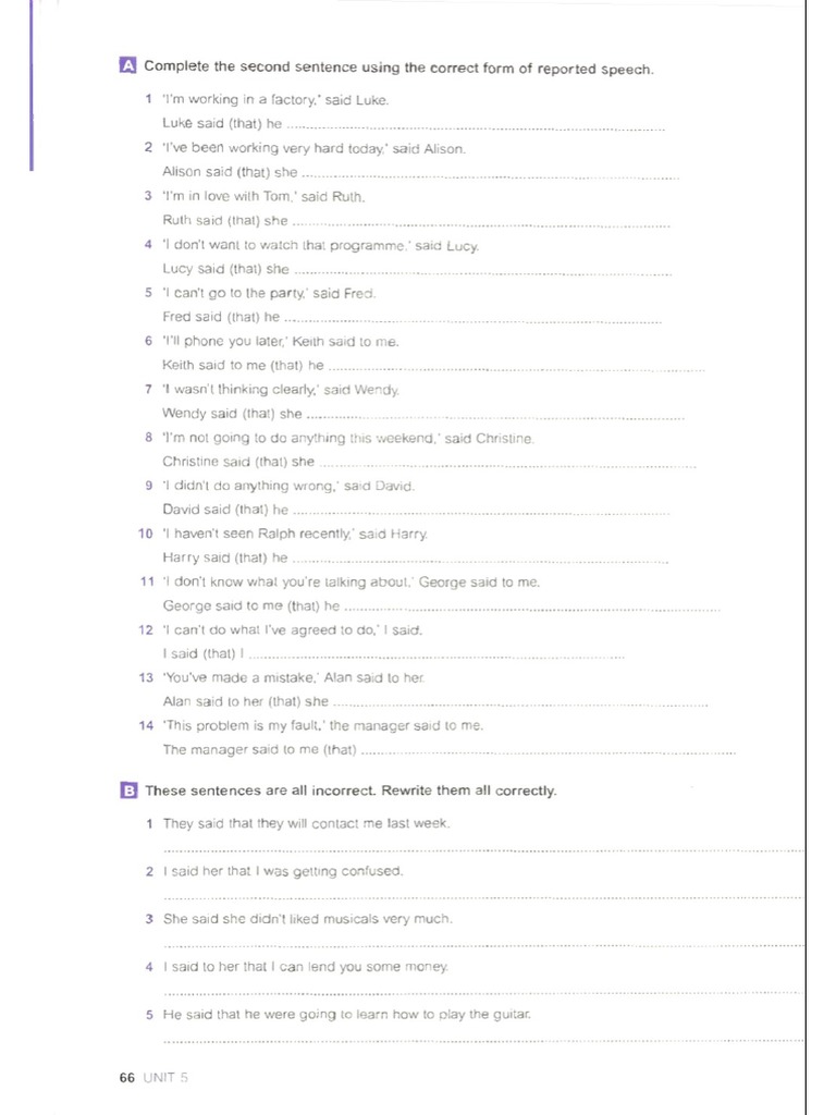 Reported Speech Practice | PDF
