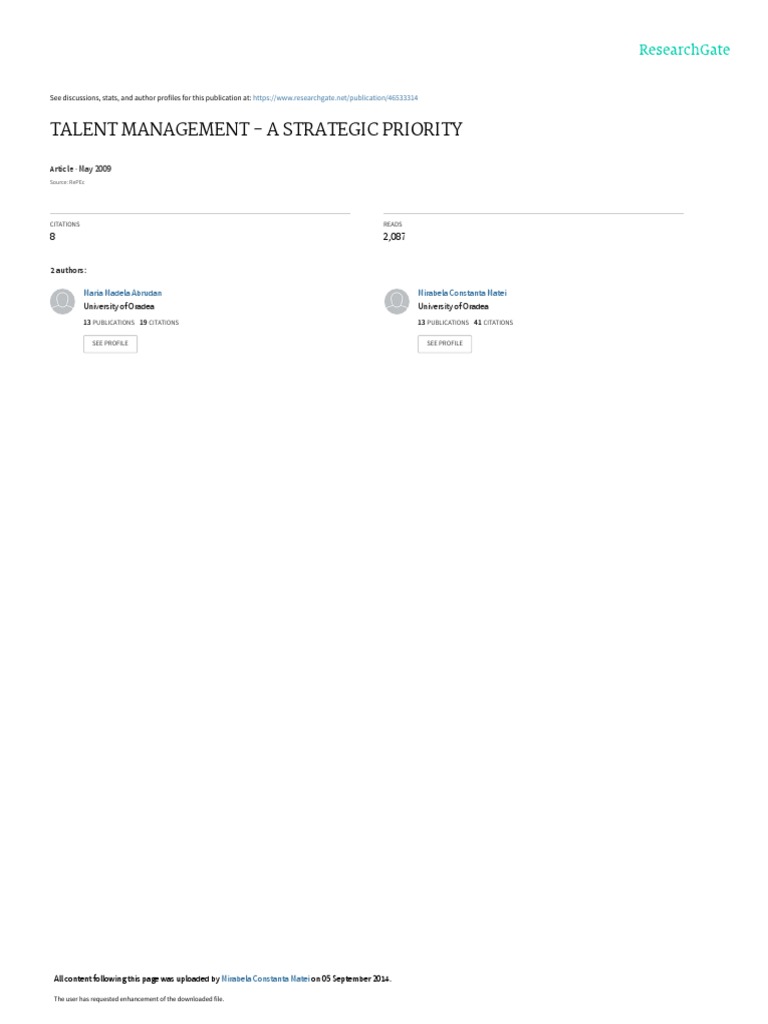 Talent Management - A Strategic Priority | Download Free PDF | Talent ...