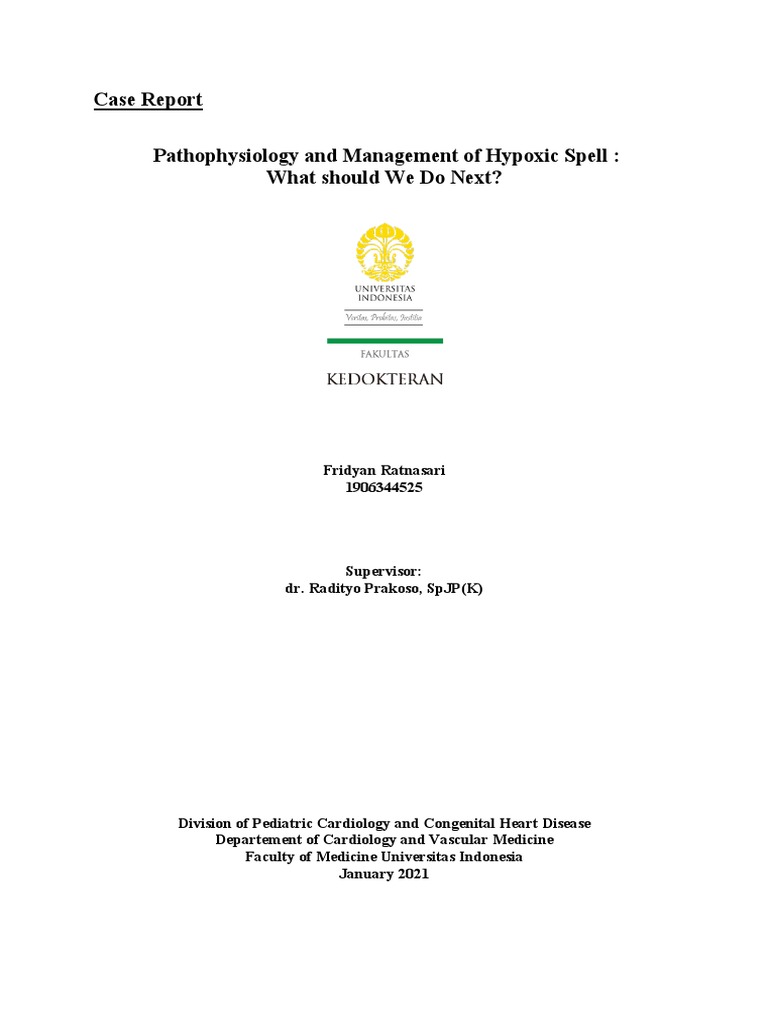 Management of Hypoxic Spells in Pediatrics | PDF | Congenital Heart ...
