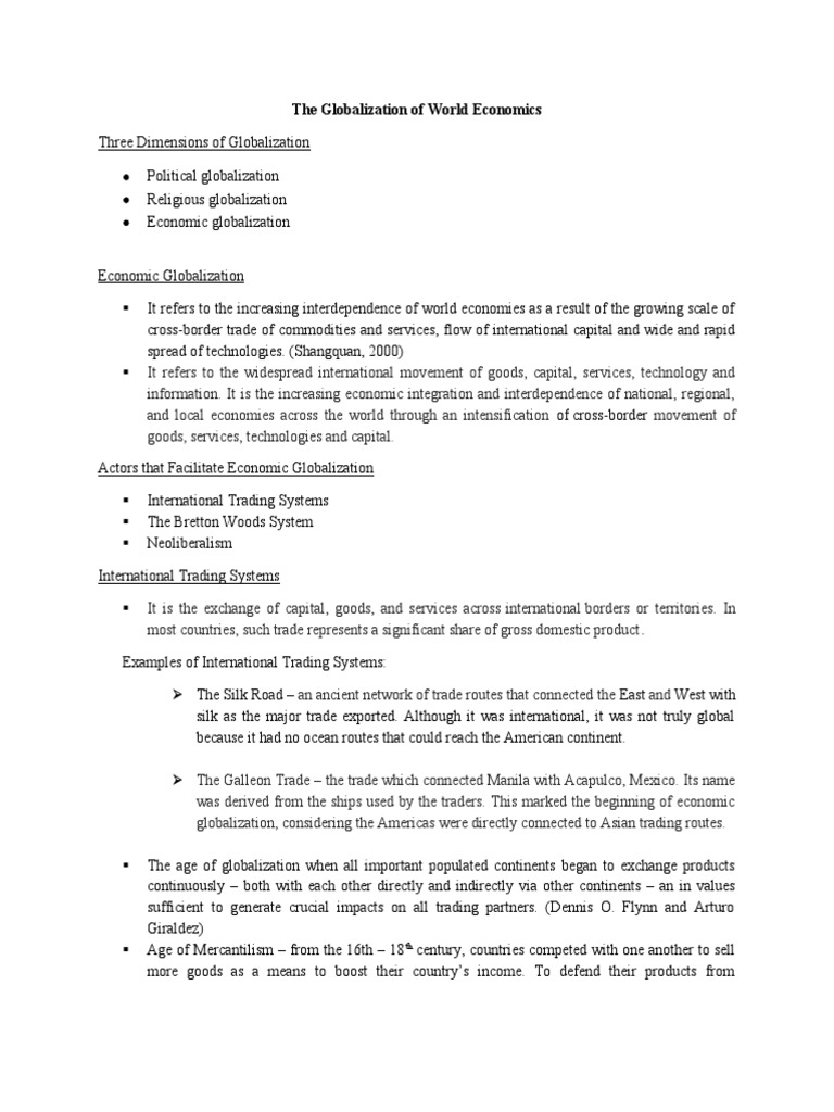 Understanding Economic Globalization | PDF | Gold Standard | Money