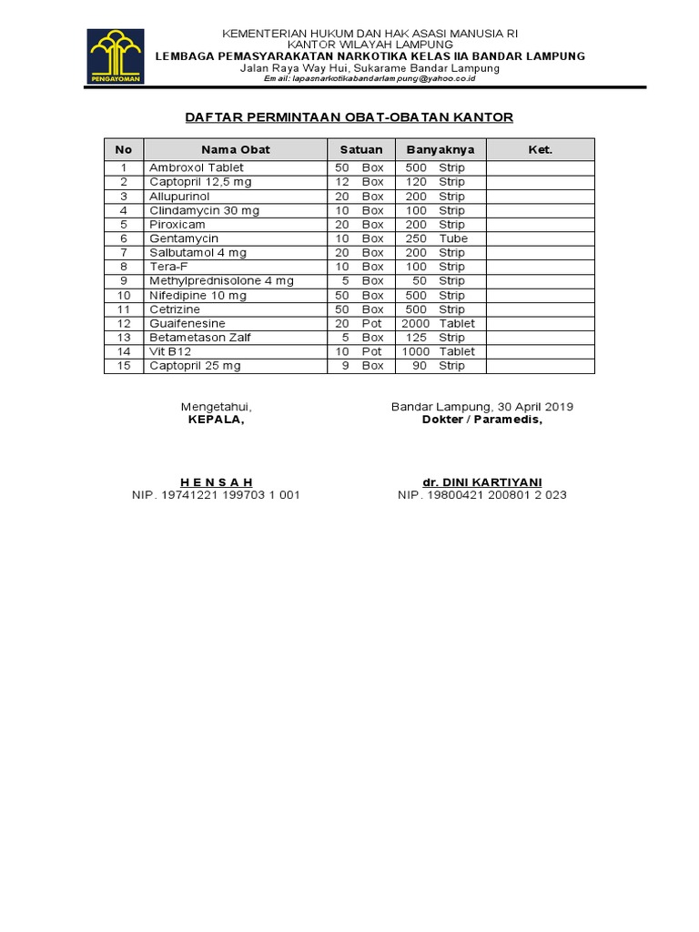 Daftar Permintaan Obat-Obatan | PDF