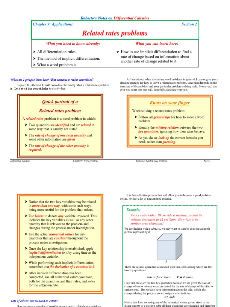 d9-2 Related Rates Problems | PDF | Derivative | Volume