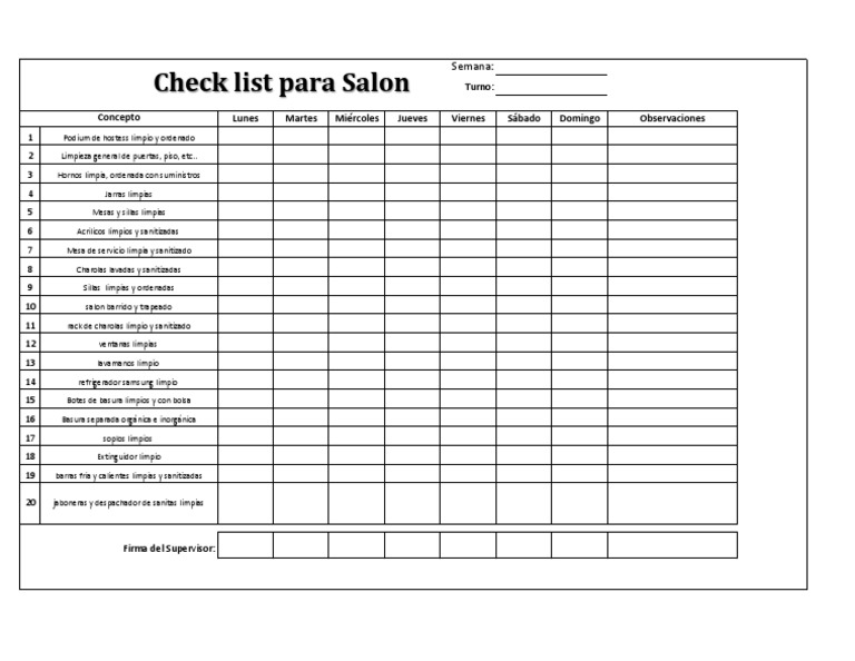 Checklist Salon | PDF