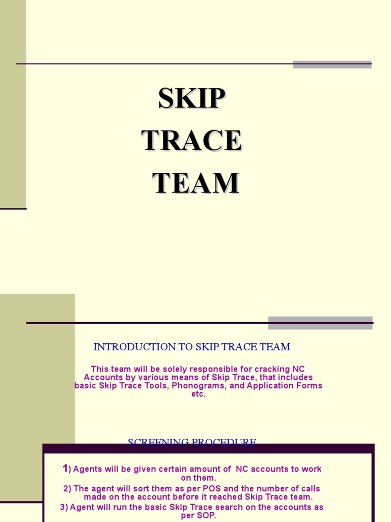 Skip Trace Team | Download Free PDF | Software Engineering | Communication