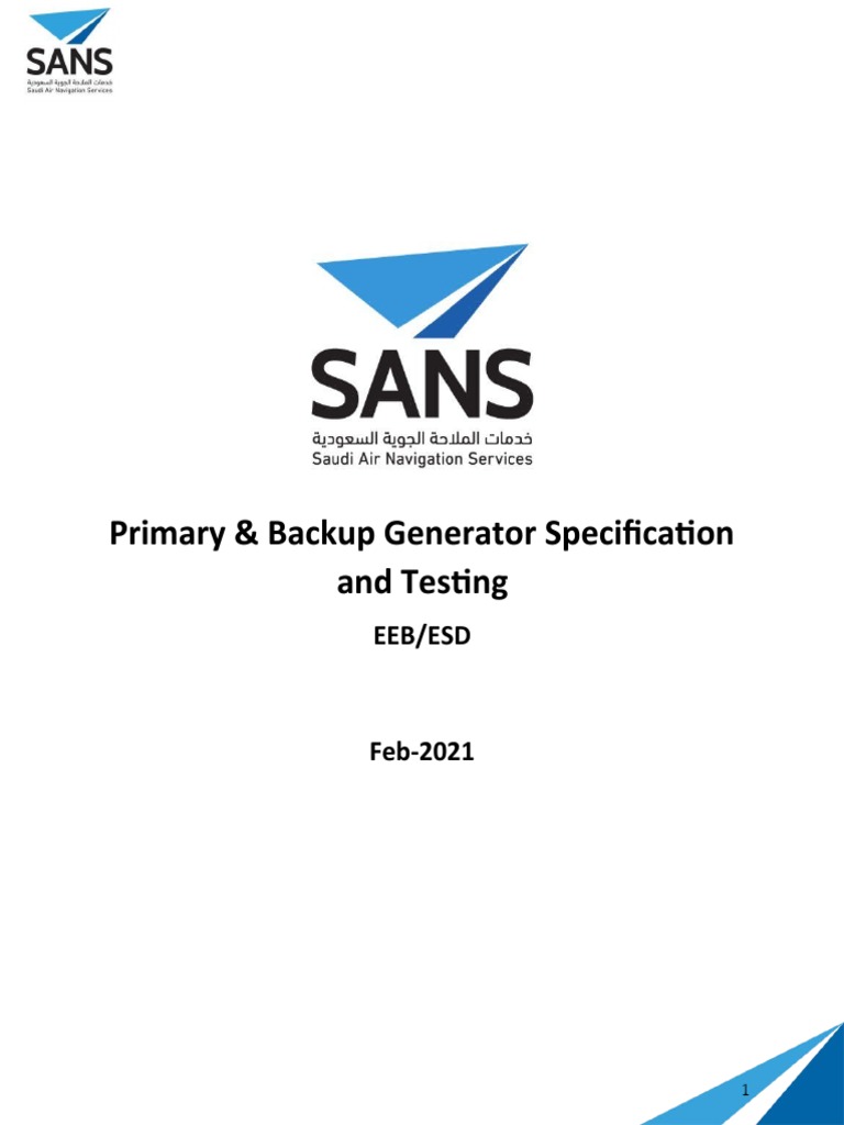 Primary & Backup Generator Specification and Testing: Eeb/Esd | PDF ...