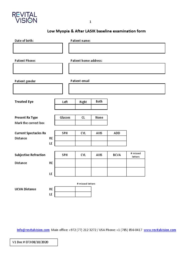 Myopia Exam Form en | PDF