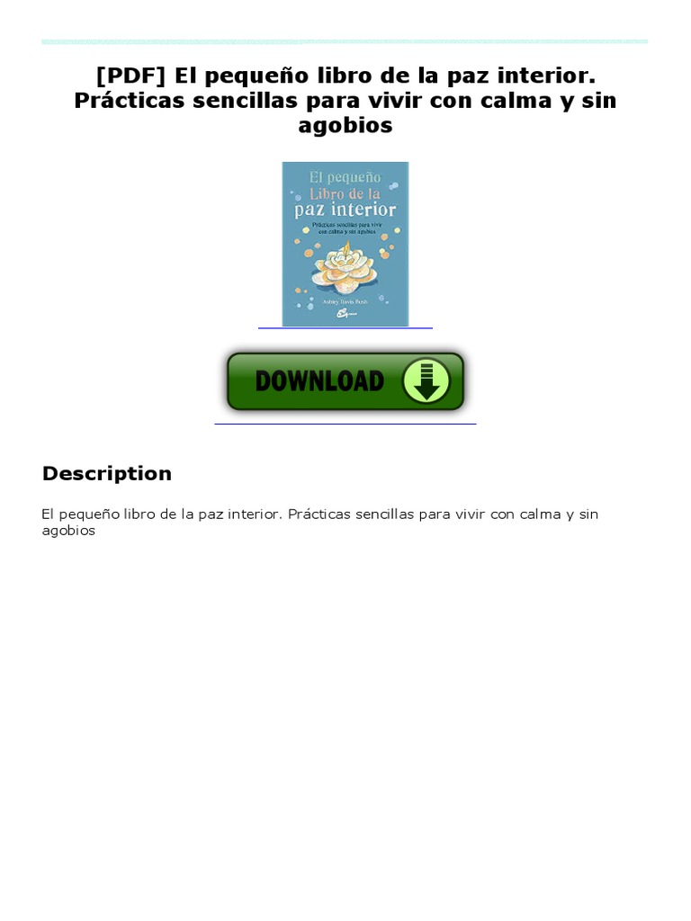 (PDF) El Pequeño Libro de La Paz Interior. Prácticas Sencillas para ...