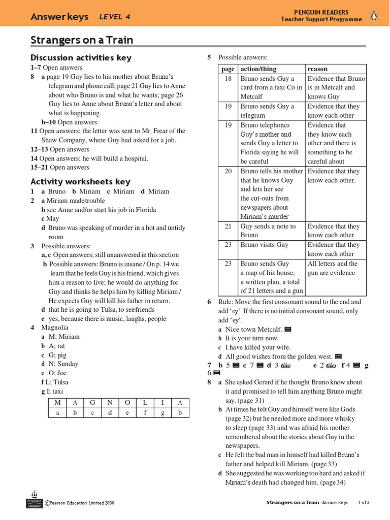 Strangers On A Train: Answer Keys | PDF