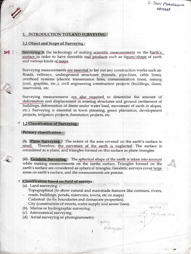1 Introduction To The Land Surveying | PDF | Surveying | Latitude