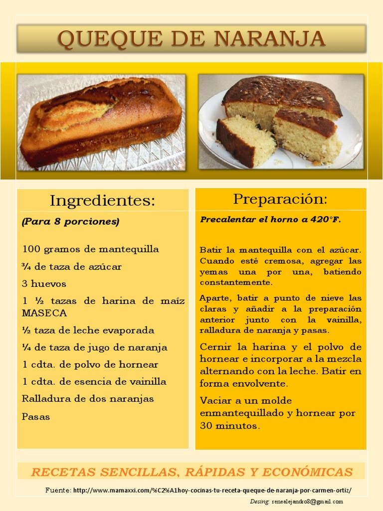 Receta de QUEQUE de Naranja | PDF