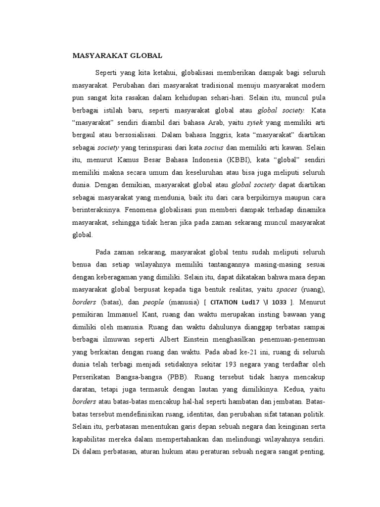 Memahami Masyarakat Global dan Karakteristiknya | PDF | Politik