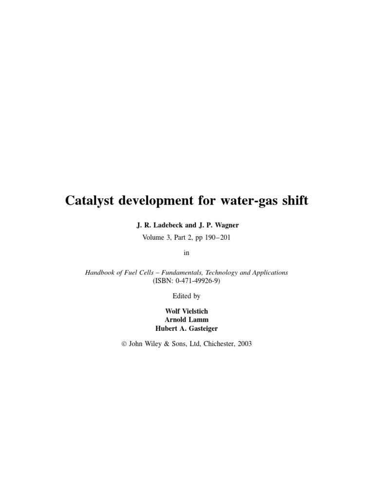 WGS Catalyst Development Overview | PDF | Catalysis | Process Engineering