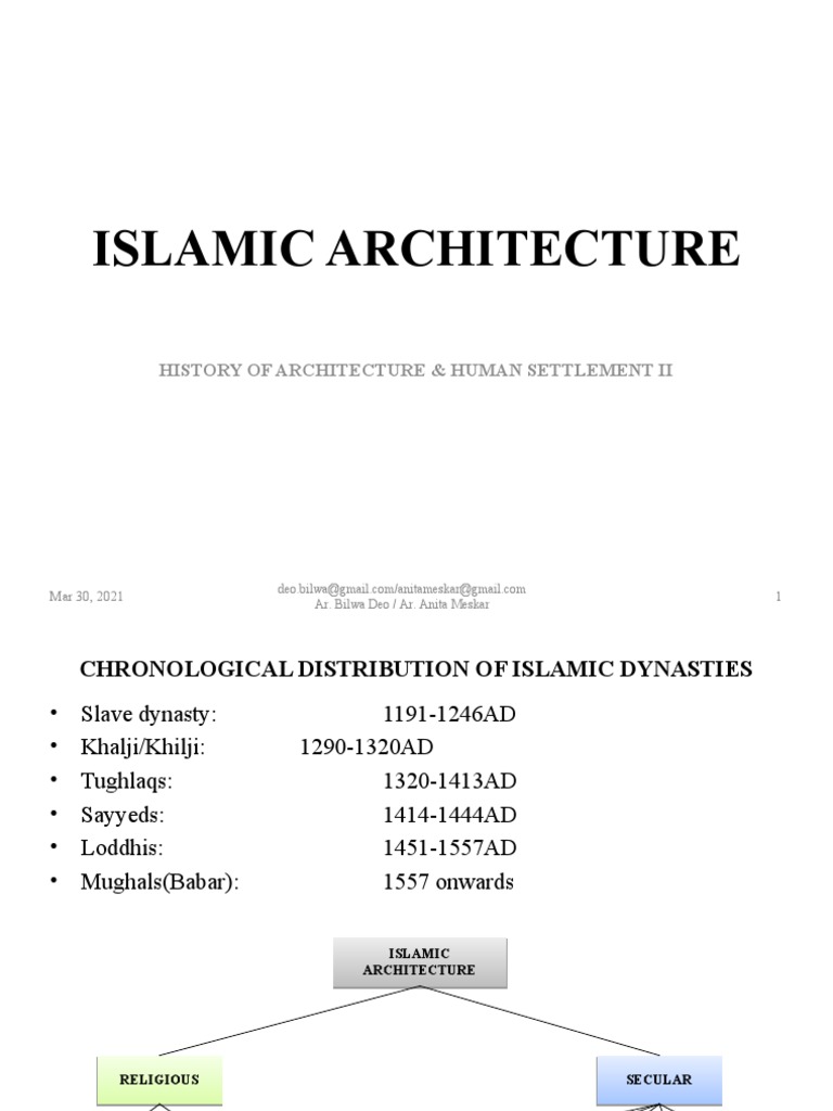 Islamic Architecture: History of Architecture & Human Settlement Ii ...