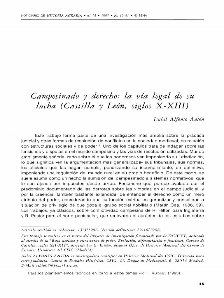 1997campesinado y Derecho Ss X-Xiii-Isabel Alfonso Antón | PDF | Edades ...
