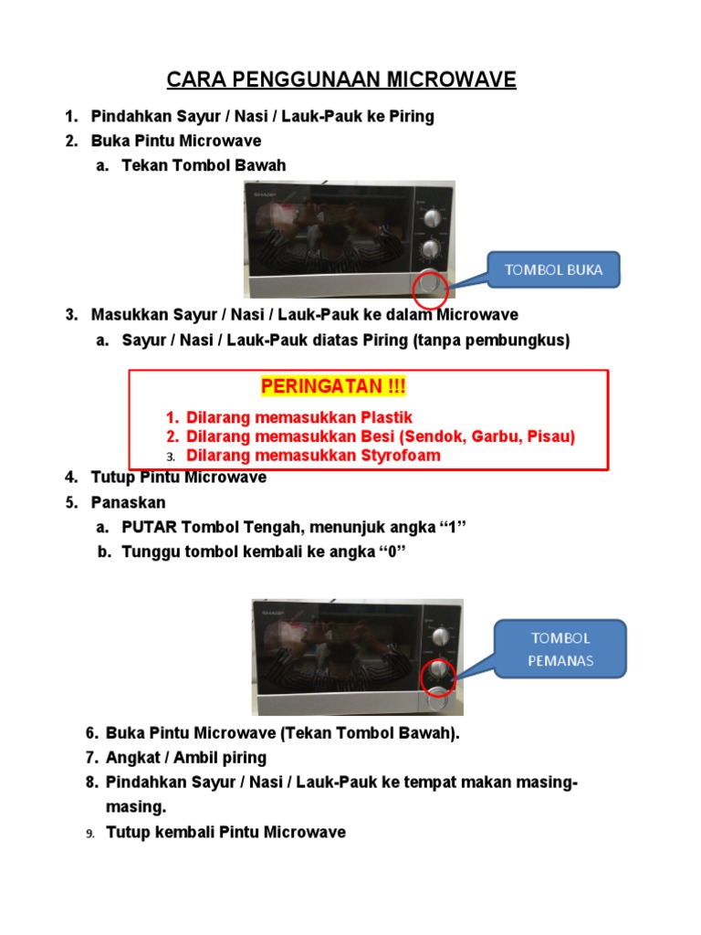 Cara Penggunaan Microwave | PDF