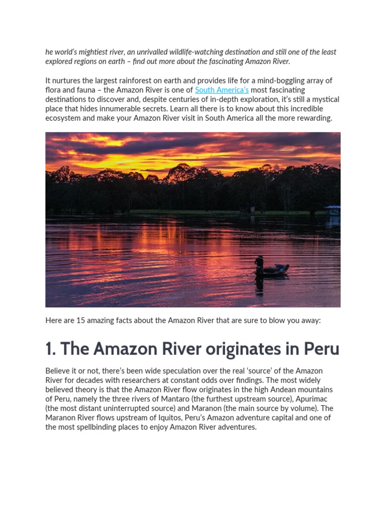 Amazon River Fascinating Facts | PDF | Amazon River | Amazon Rainforest