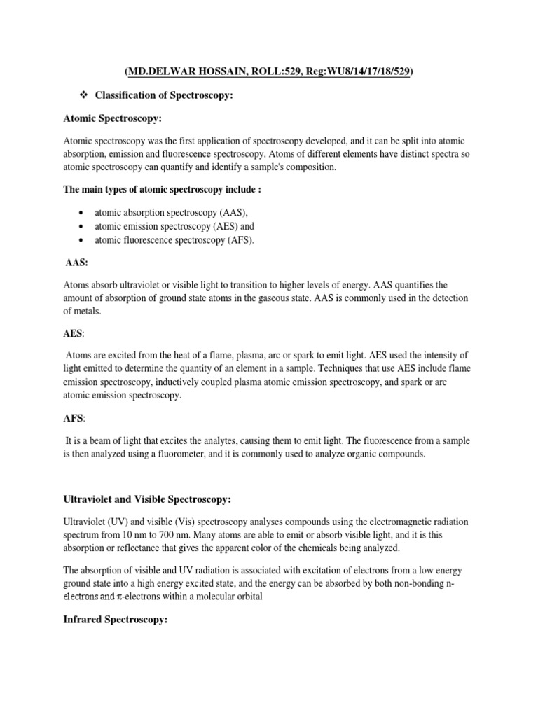 Classification of Spectros | PDF | Spectroscopy | Emission Spectrum