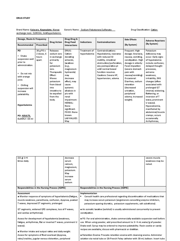 Kalexate: Uses, Dosage, and Side Effects | PDF | Constipation ...
