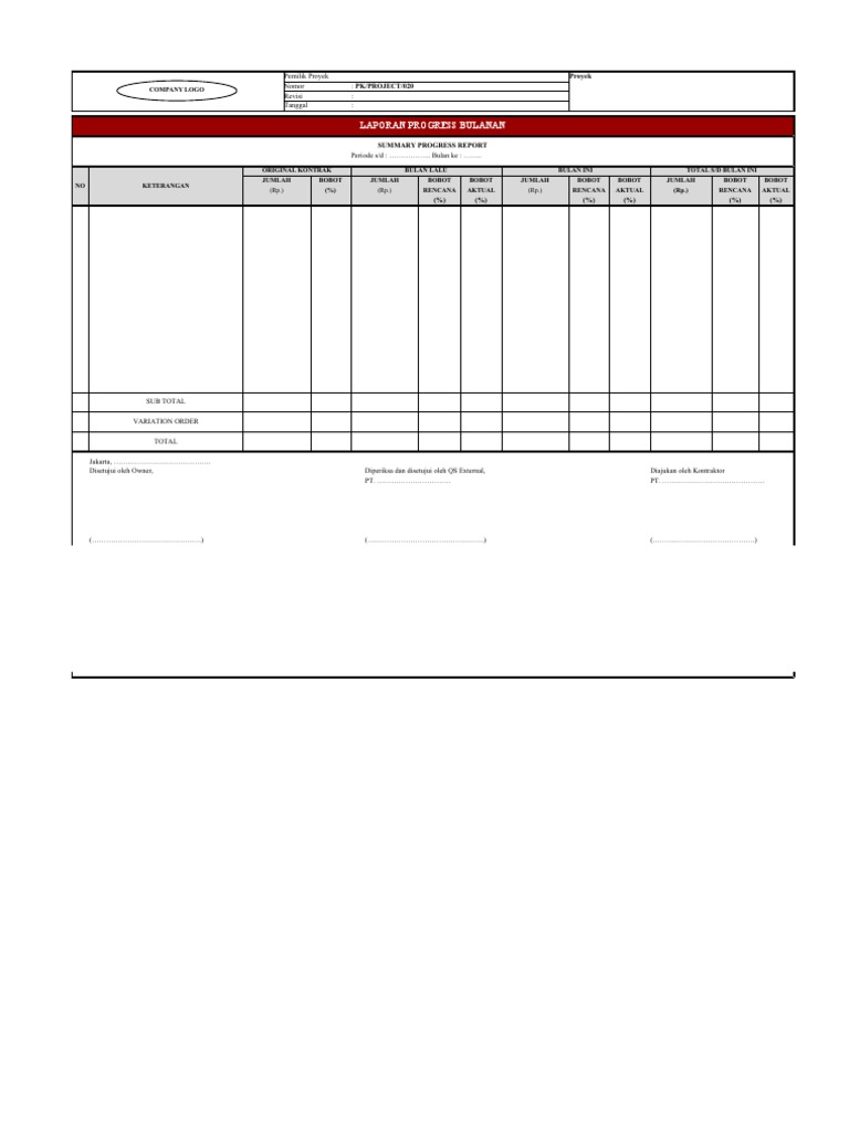 (Bizform) Formulir Laporan Progress Bulanan (Summary Progress) | PDF