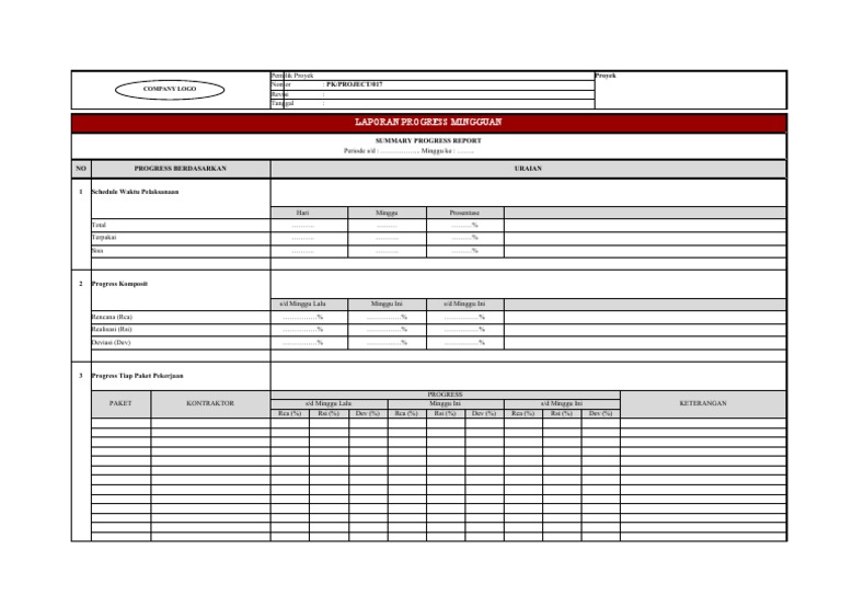 (Bizform) Formulir Laporan Progress Mingguan | PDF