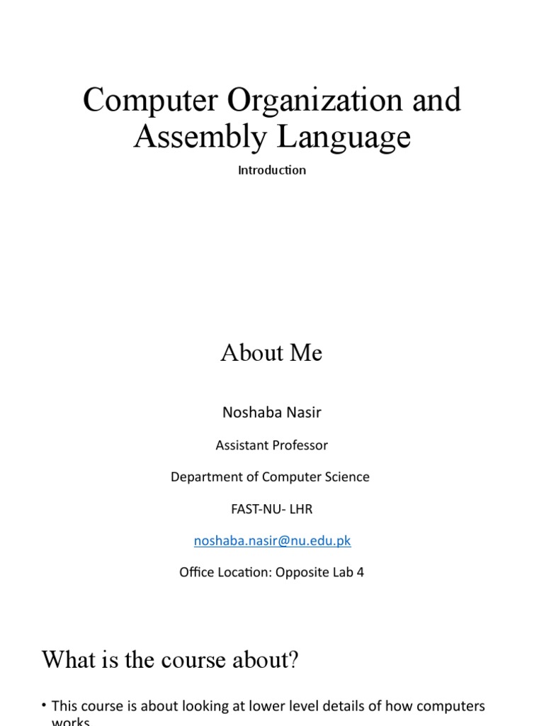 Computer Organization and Assembly Language | PDF | Assembly Language ...