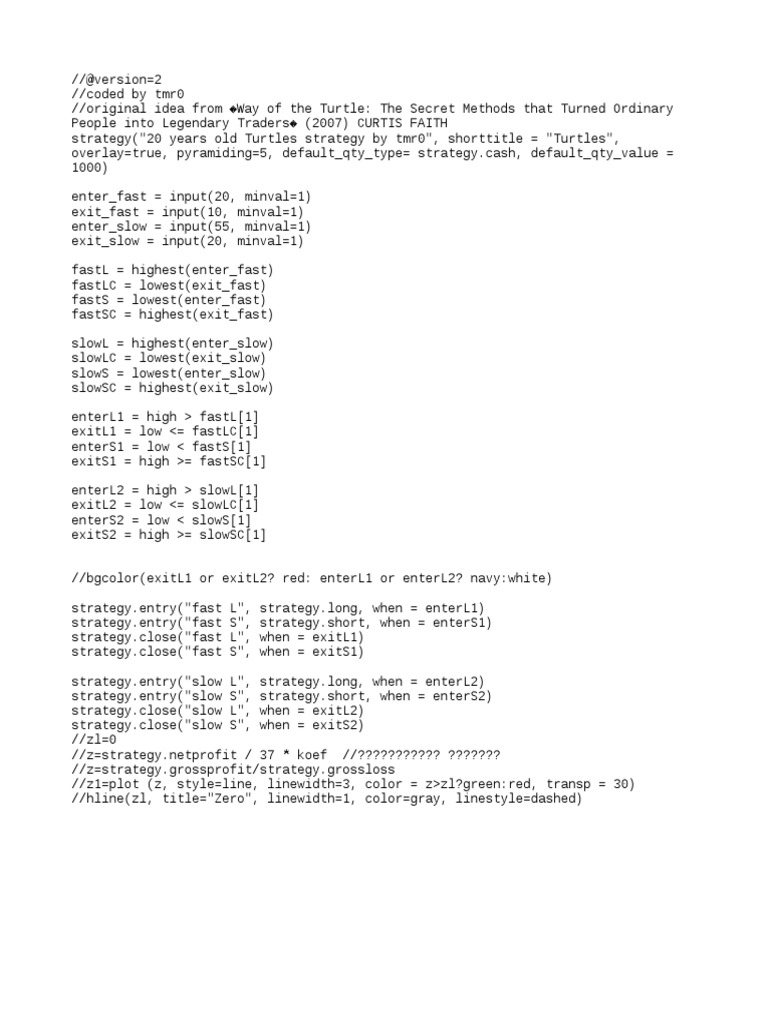 20 Years Old Turtles Strategy | PDF