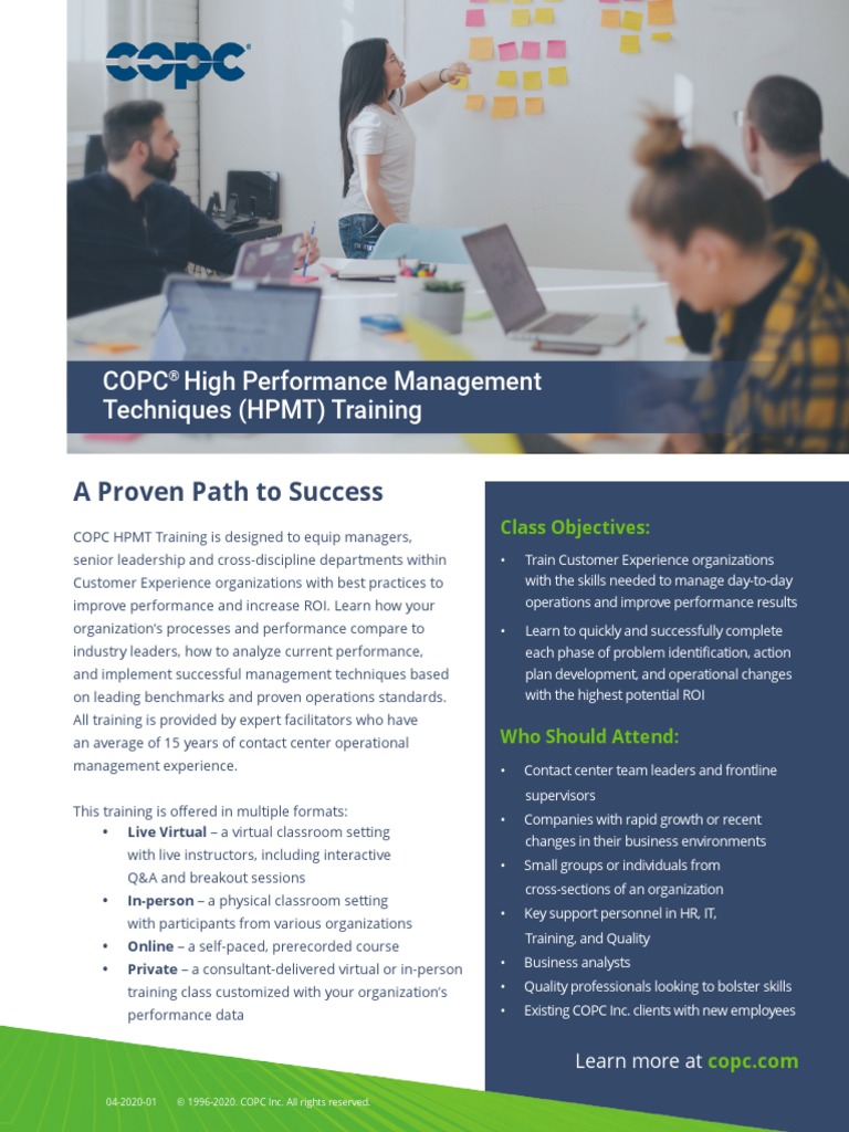Copc High Performance Management Techniques (HPMT) Training: A Proven ...