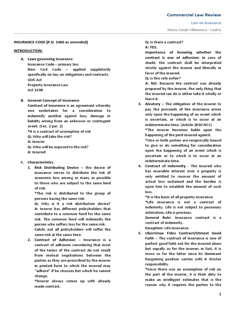 Commercial Law Review: Maria Zarah Villanueva - Castro | PDF ...