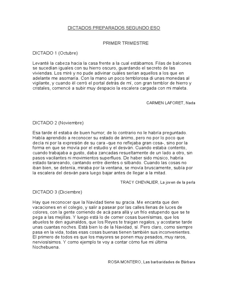 Dictados 2 ESO Formato Word | PDF