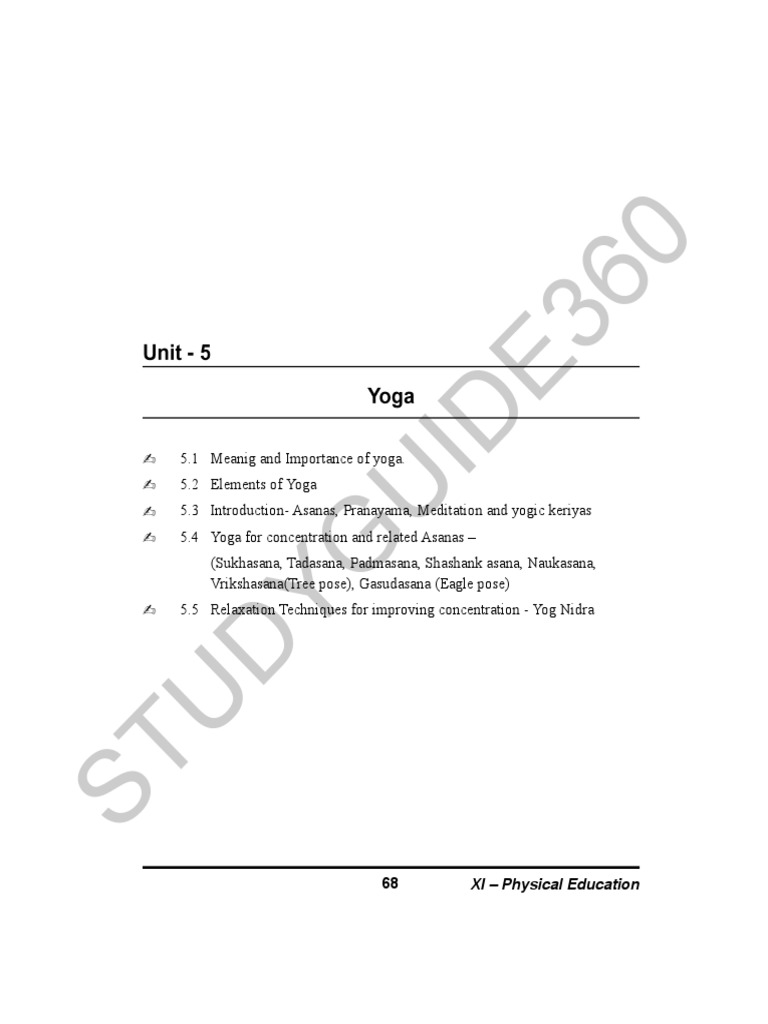 Class 11 Physical Education Notes Chapter 5 Studyguide360 | PDF | Asana ...