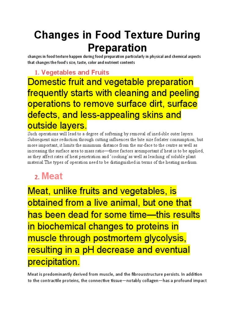 Changes in Food Texture During Preparation: 1. Vegetables and Fruits ...