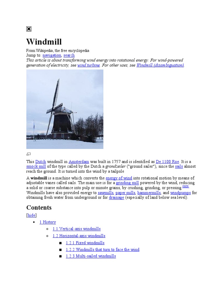 Windmill | PDF | Wind Power | Nature