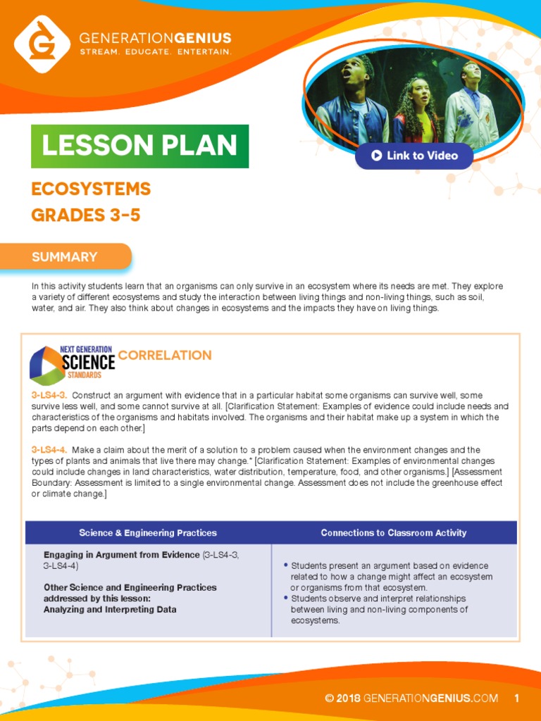 Ecosystems Lesson Plan GG | PDF | Ecosystem | Habitat