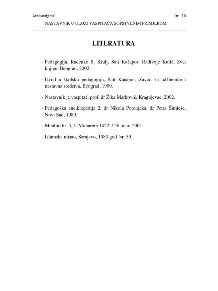 Nastavnik U Ulozi Vaspitaca Sopstvenim Primerom | PDF