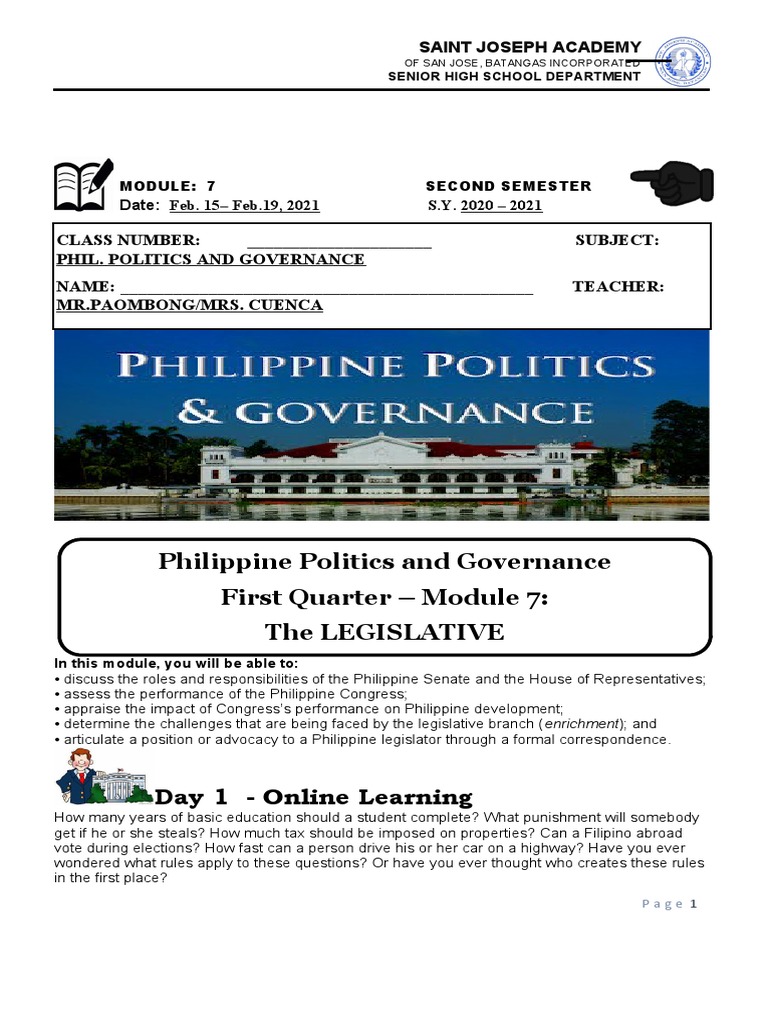PPG Module 7: Philippine Congress Overview | PDF | Veto | United States ...
