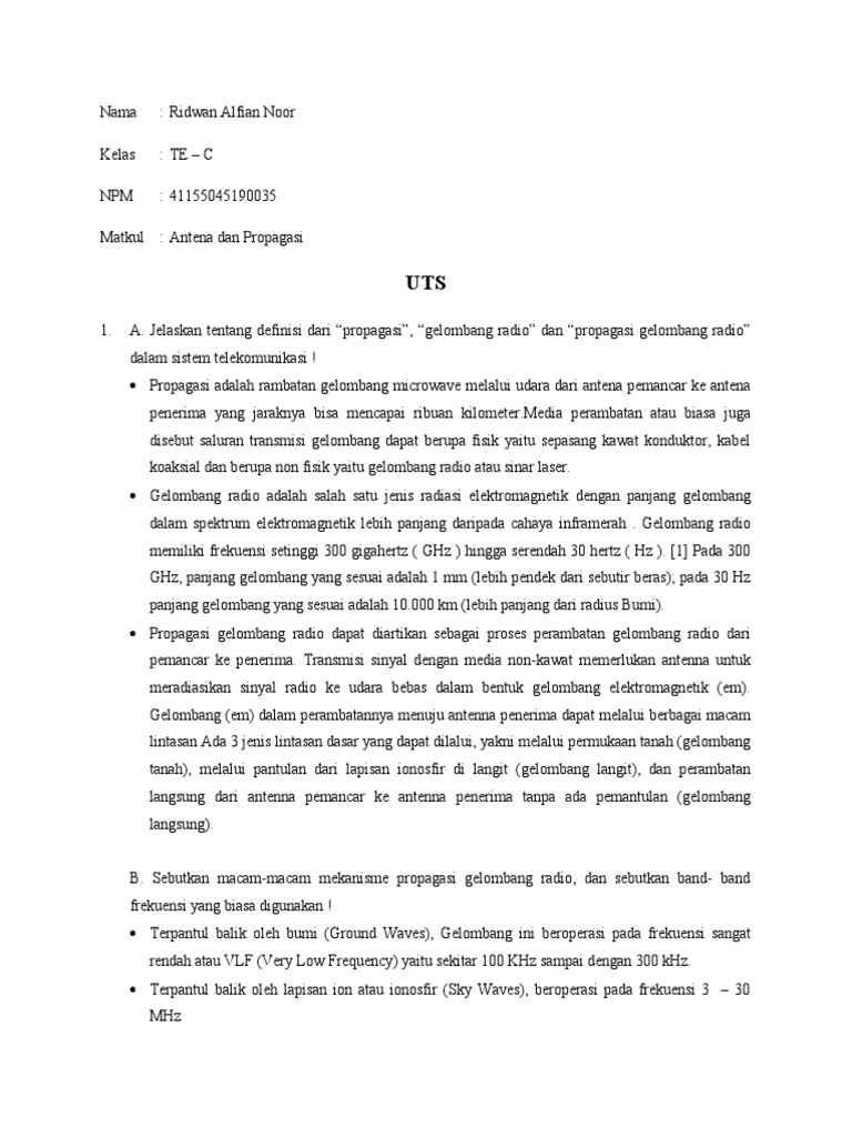 UTS Antena Dan Propaganda | PDF | Sains & Matematika