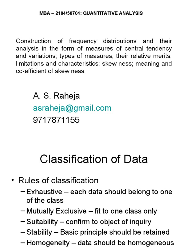 MBA Quantitative Analysis Measures | PDF | Mean | Network Architecture