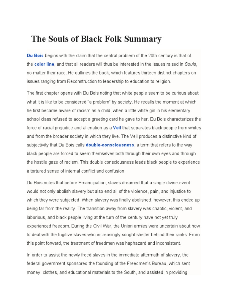 The Souls of Black Folk Analysis | PDF | W. E. B. Du Bois | Freedman