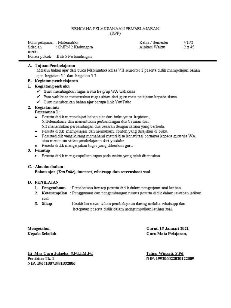 RPP Mat Kelas 7 | PDF | Seni | Kesehatan Holistik