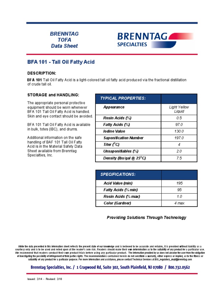 Bfa 101 Tofa Pds | PDF | Fatty Acid | Oil