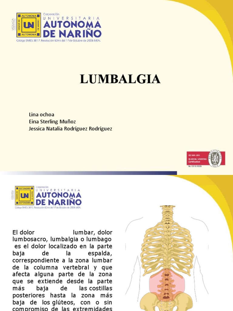 Exposicion Lumbalgia | PDF | Dolor lumbar | Rtt