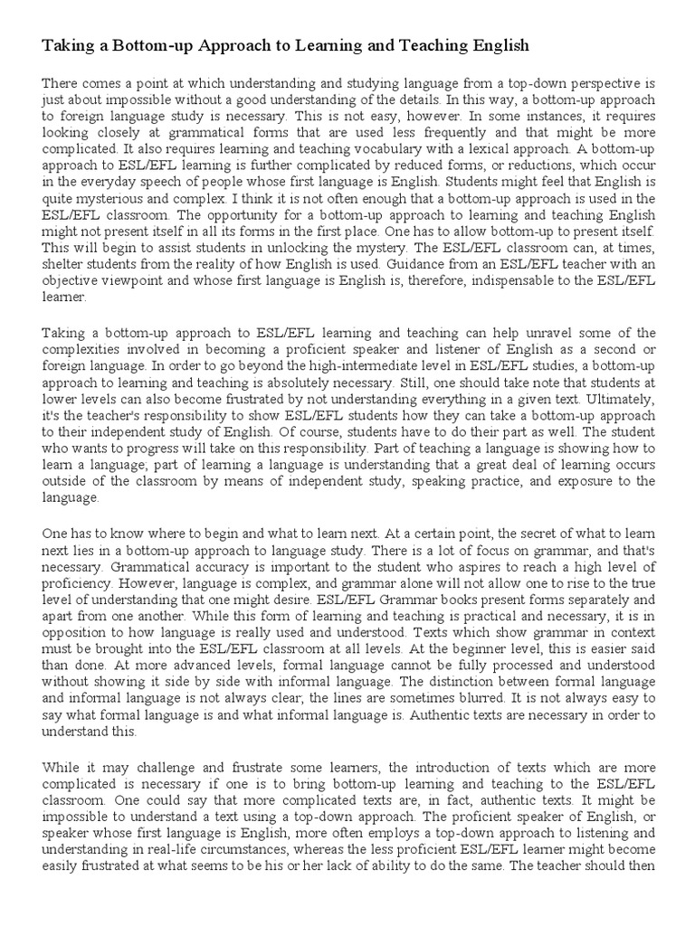 Taking A Bottom-Up Approach To Learning and Teaching English | PDF ...