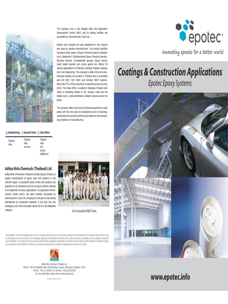 Coatings & Construction Applications: Epotec Epoxy Systems | PDF ...