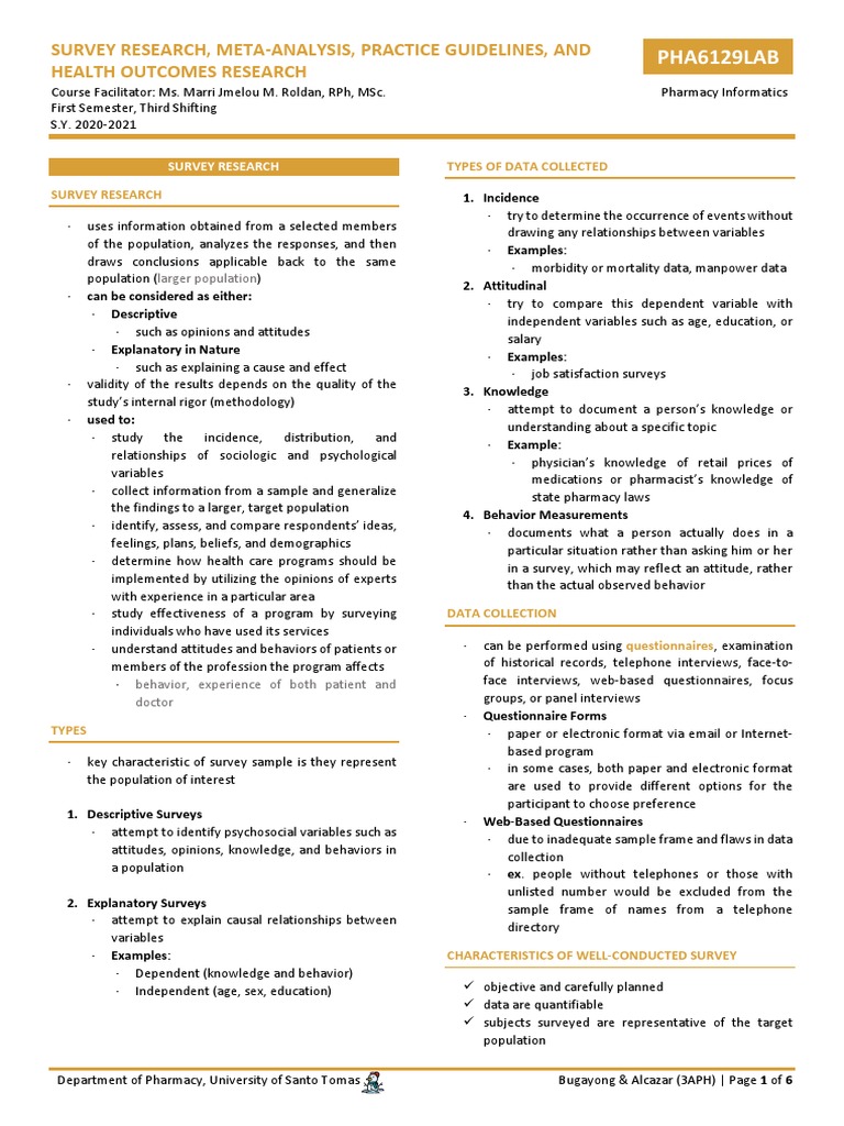 PHA6123 - Survey Research, Meta-Analysis, Etc. | PDF | Meta Analysis ...