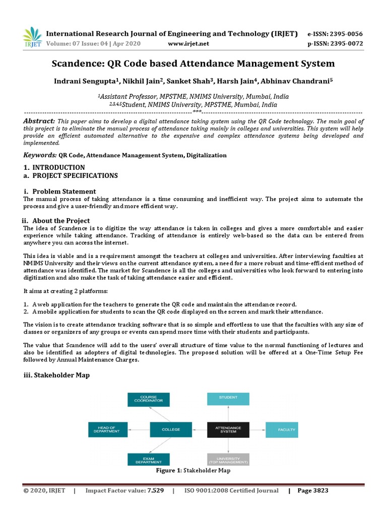 Scandence: QR Code Based Attendance Management System | PDF | Qr Code ...